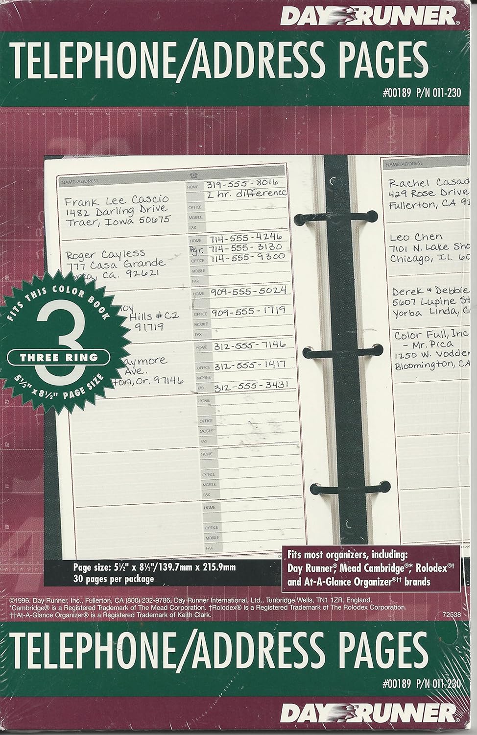 Day Runner(R) Organizer Accessories for Classic Organizers, 5 1/2in. x ...