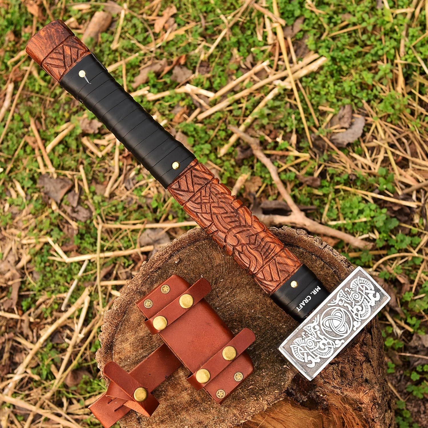 Amazon.com: Handmade double headed war hammer with sheath - Anniversary ...