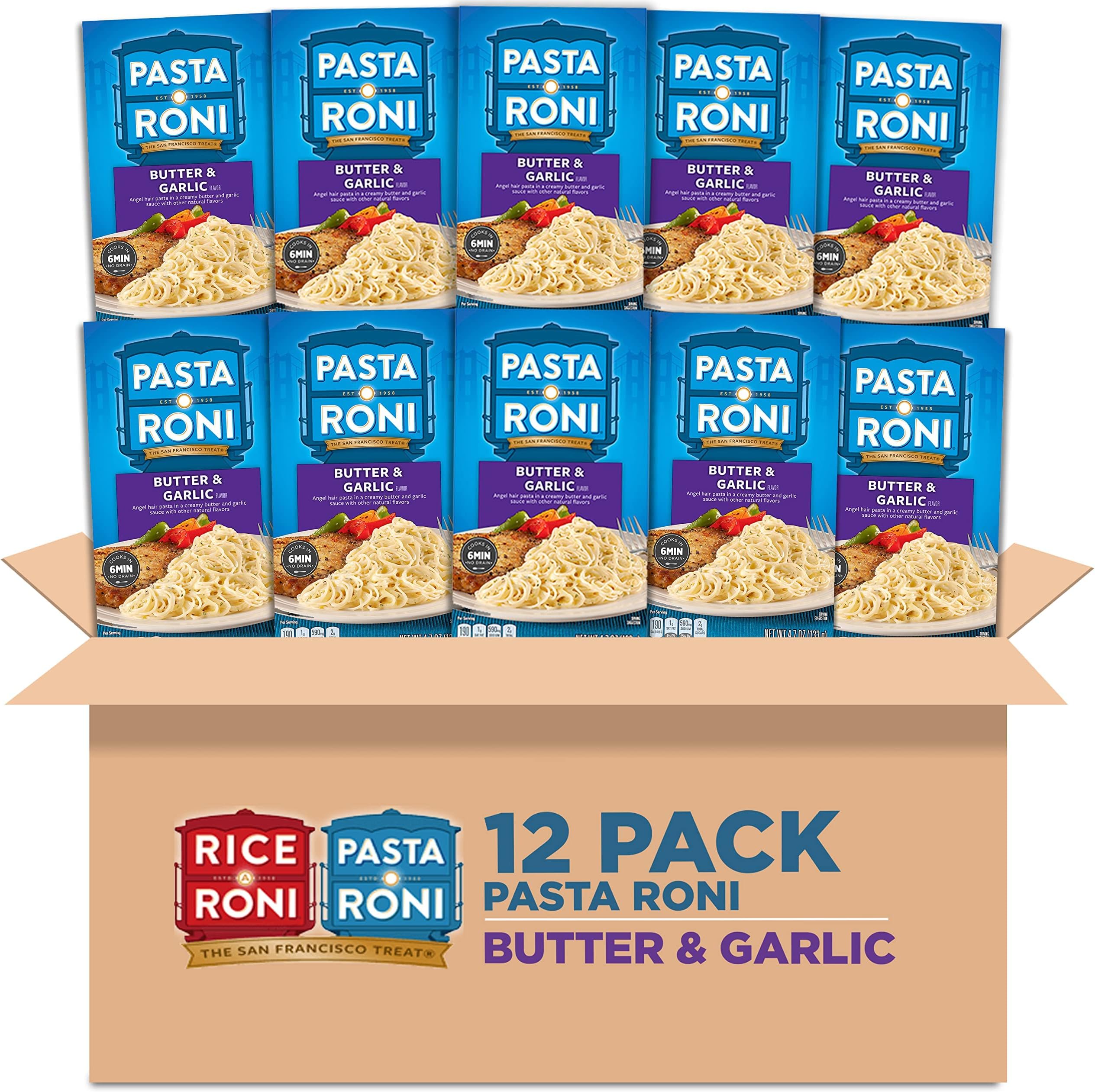 Amazon.com : Pasta Roni, Butter & Garlic Angel Hair, 4.7oz Boxes (12 ...