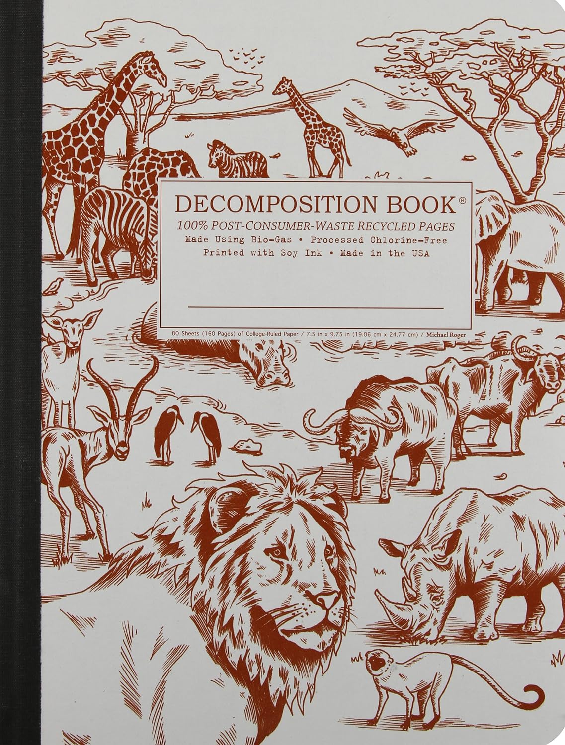 African Safari Decomposition Book: College-Ruled Composition Notebook ...