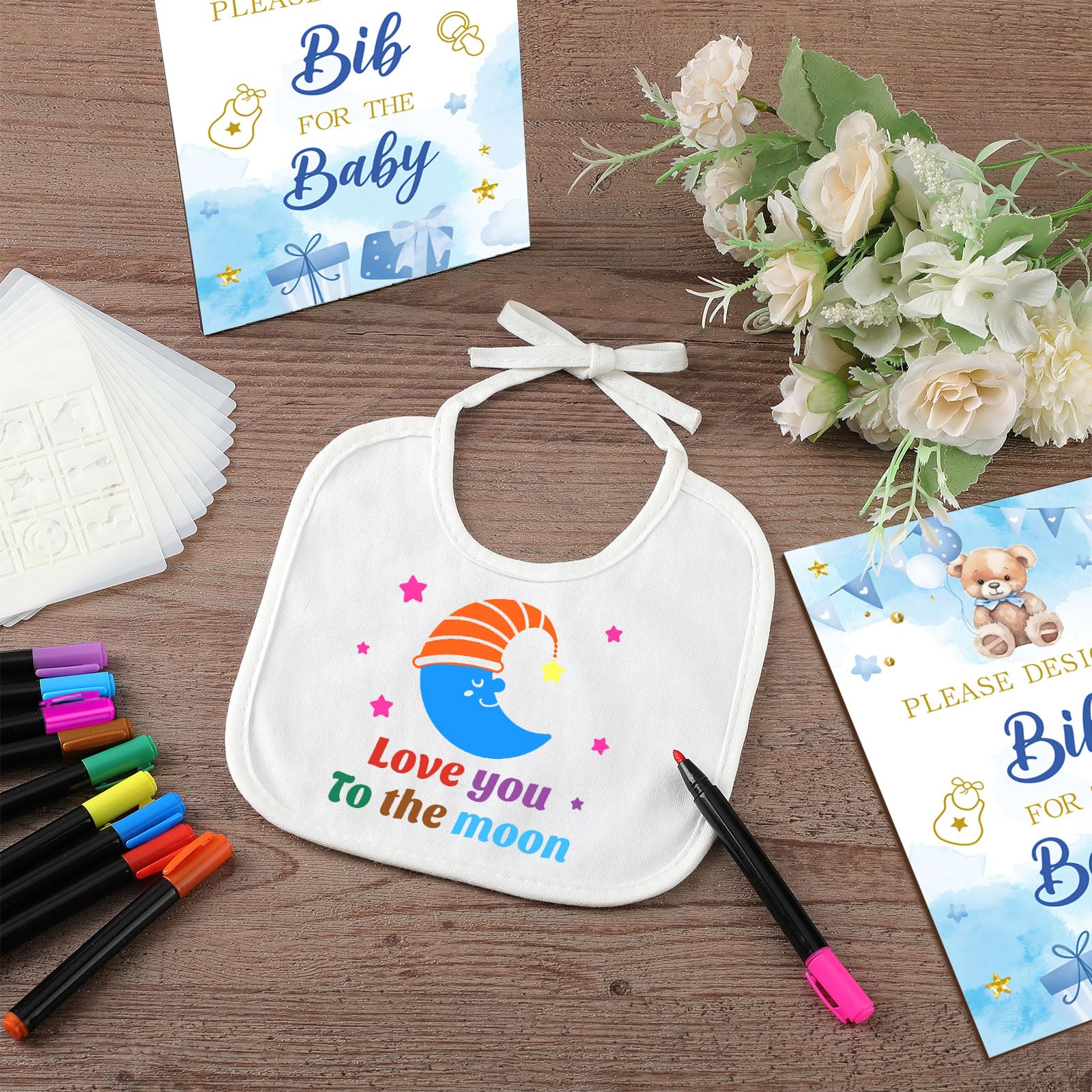 Snapklik.com : Newwiee 55 Pcs White Bibs For Baby Decorating Design A ...