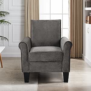 Amazon.com: FANYE Linen Fabric Upholstery Accent Chairs Comfy Armchair ...