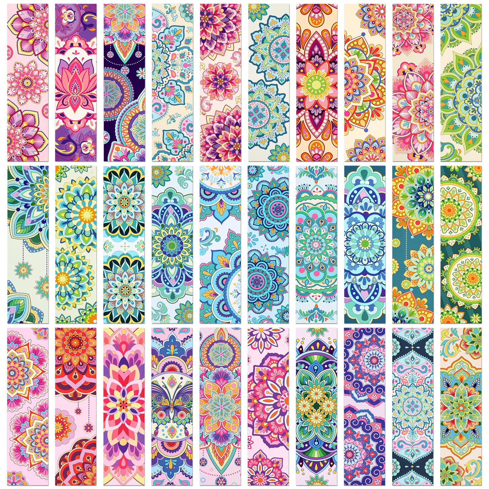 Amazon.com: MWOOT 30Pcs Mandala Art Paper Bookmarks, Double-Sided Paper ...
