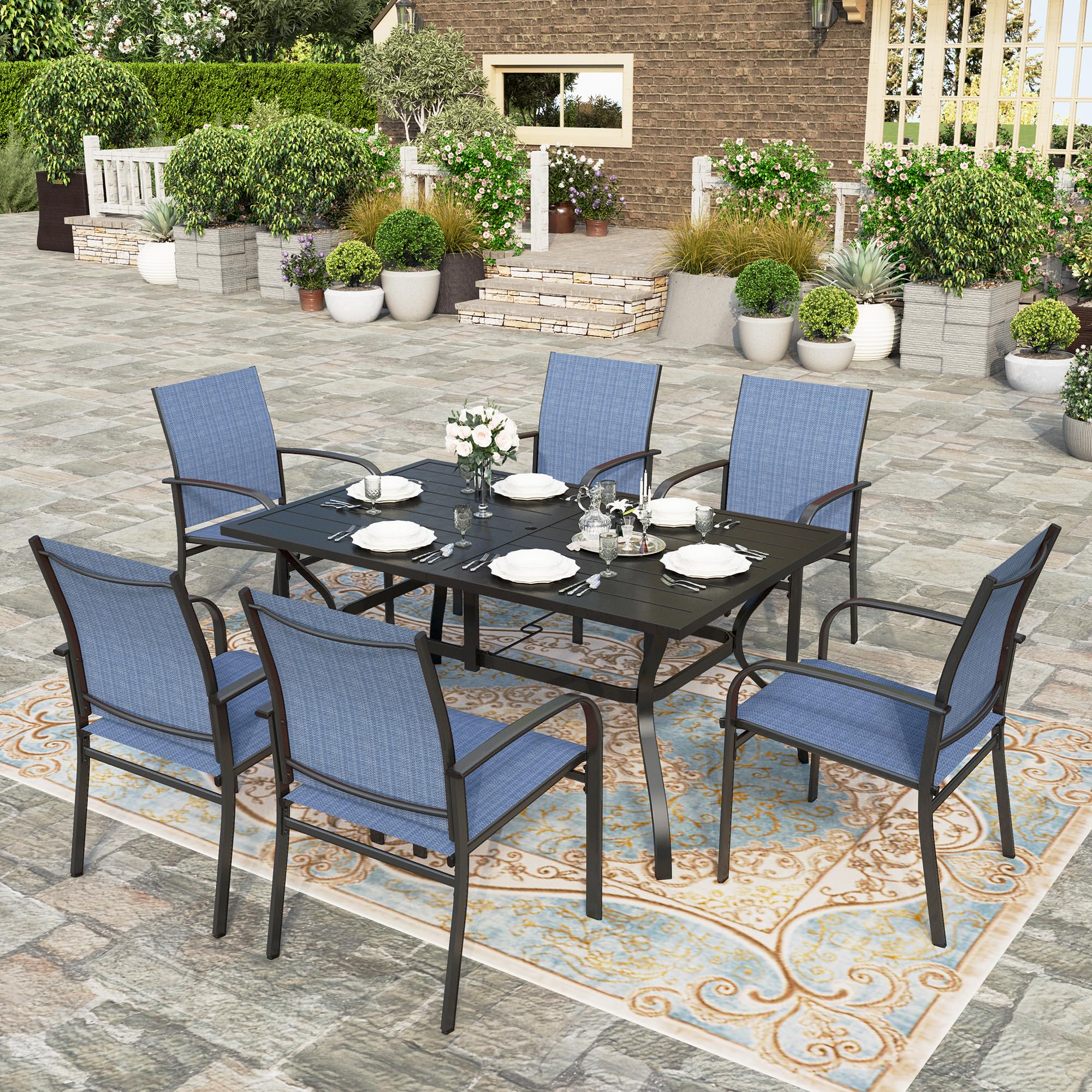 Amazon.com: HERA'S HOUSE 7 PCS Patio Dining Set Outdoor Table Chairs ...