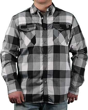 Amazon.com: Most Official Seven MO7 Men's Yarn-Dyed Checker Long Sleeve ...