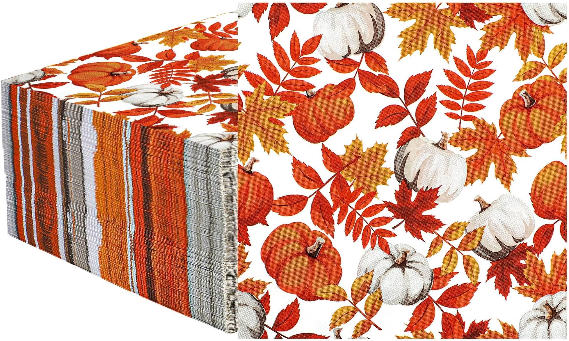 60 Pieces Fall Paper Napkins Pumpkin Maple Leaves Luncheon Napkin ...