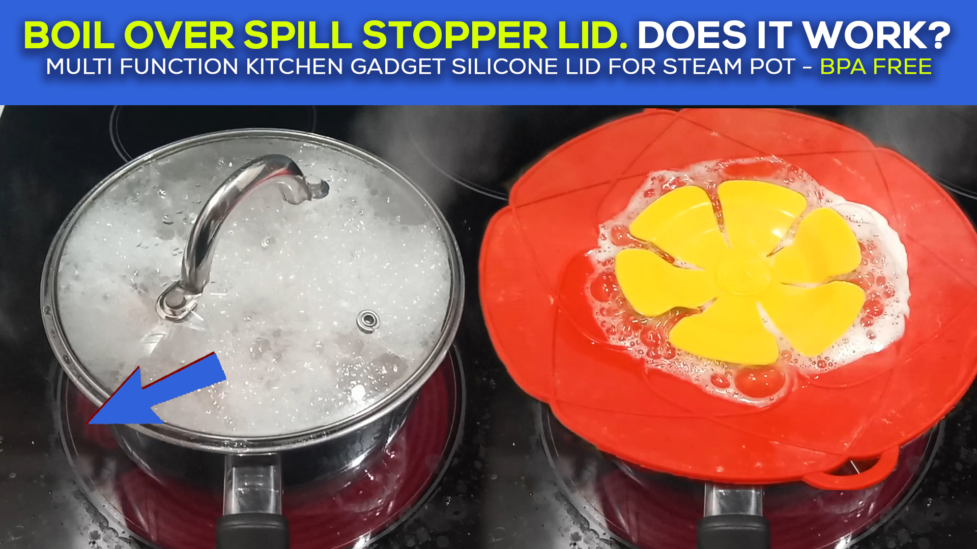 Watch Kitchen Worthy Gadget! Boil Over Spill Stopper Silicone Lid on ...