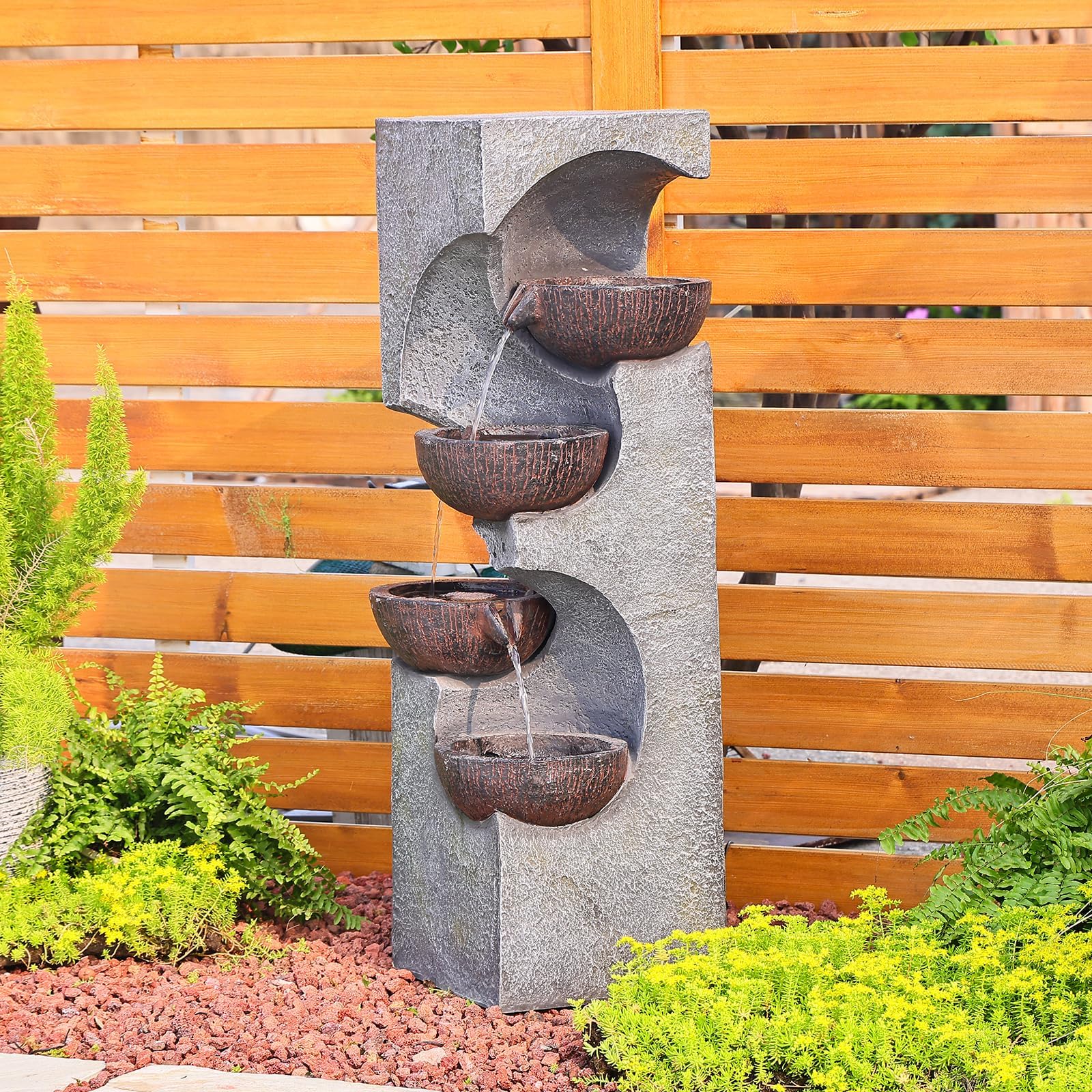 Amazon.com: Crescent Moon Modern Outdoor Floor Bubbler Water Fountain ...