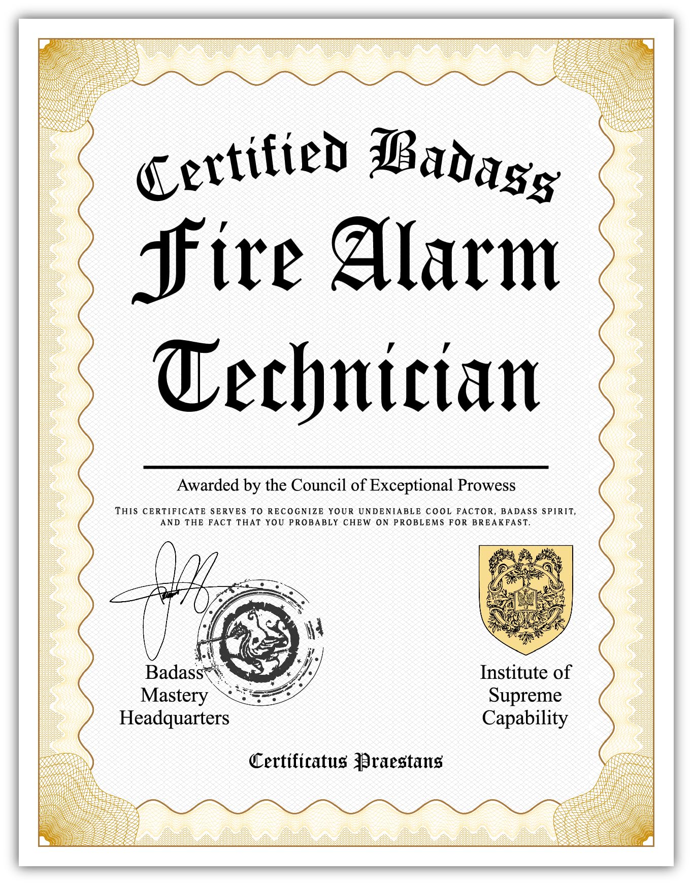 Amazon.com : Certified Badass Fire Alarm Technician Diploma| Funny ...