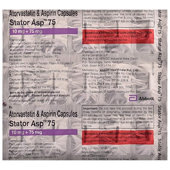 Stator ASP 75 - Strip of 15 Capsules : Amazon.in: Health & Personal Care