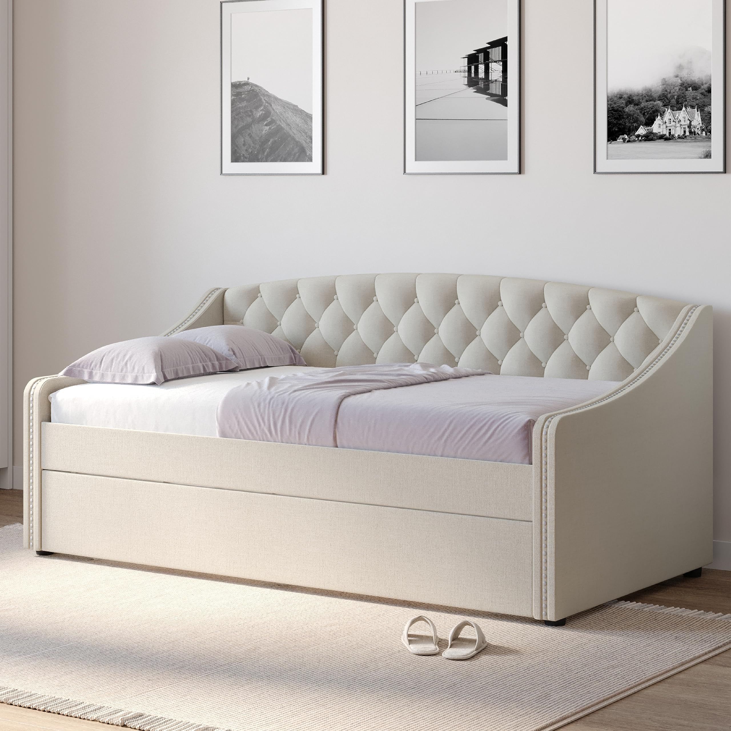 Amazon.com: DG Casa Suva Traditional Upholstered Daybed with Trundle ...