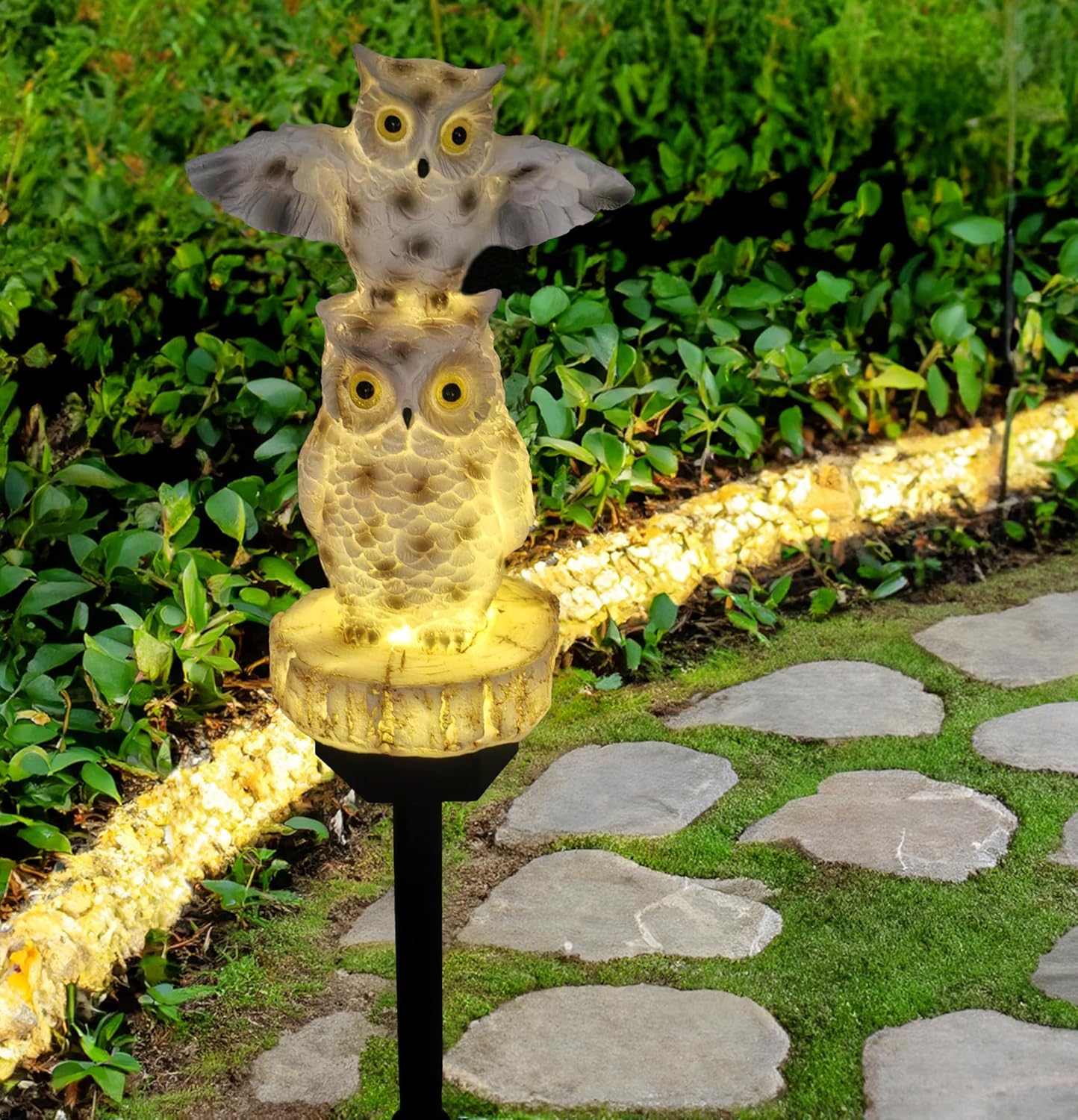 Amazon.com : Solar Owl Outdoor Garden Statue,LED Solar Lights Outdoor ...