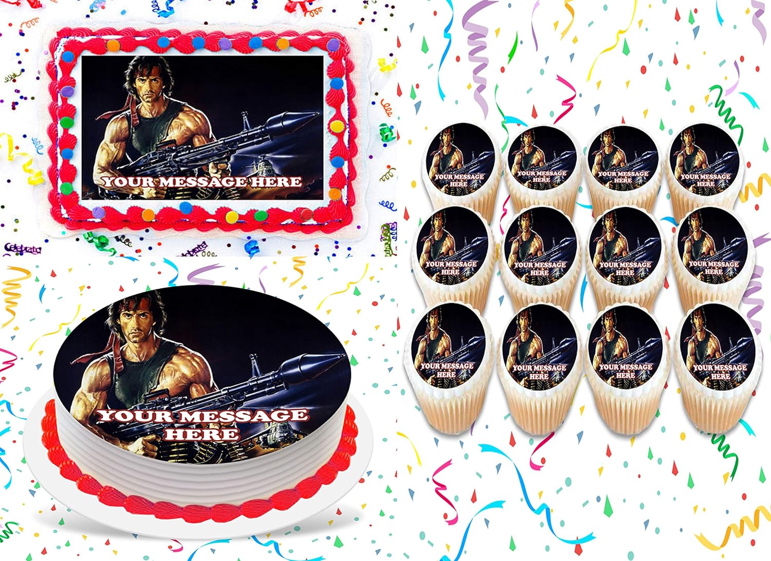 Amazon.com: Rambo Cake Topper Edible Image Personalized Cupcakes ...