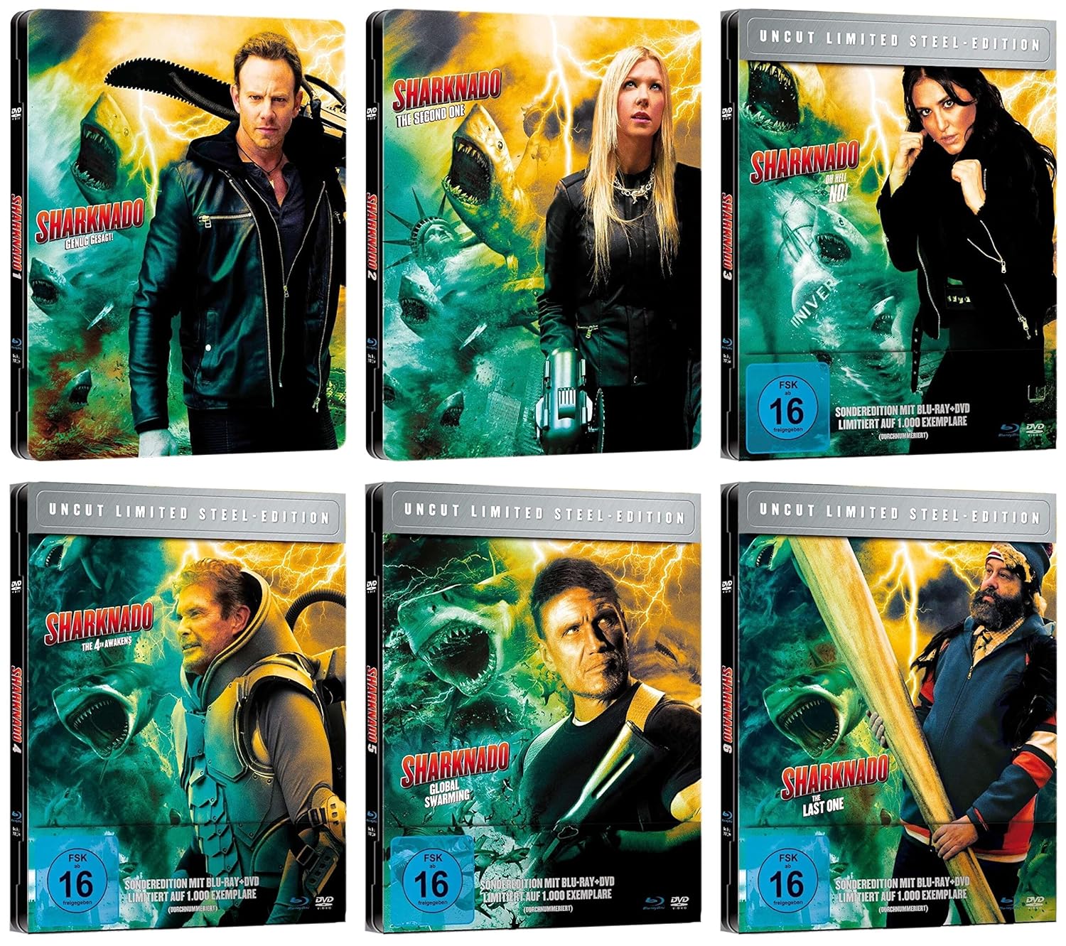 Sharknado – Steel Collection Teil 1 2 3 4 5 6 Blu-Ray + DVD Limited ...