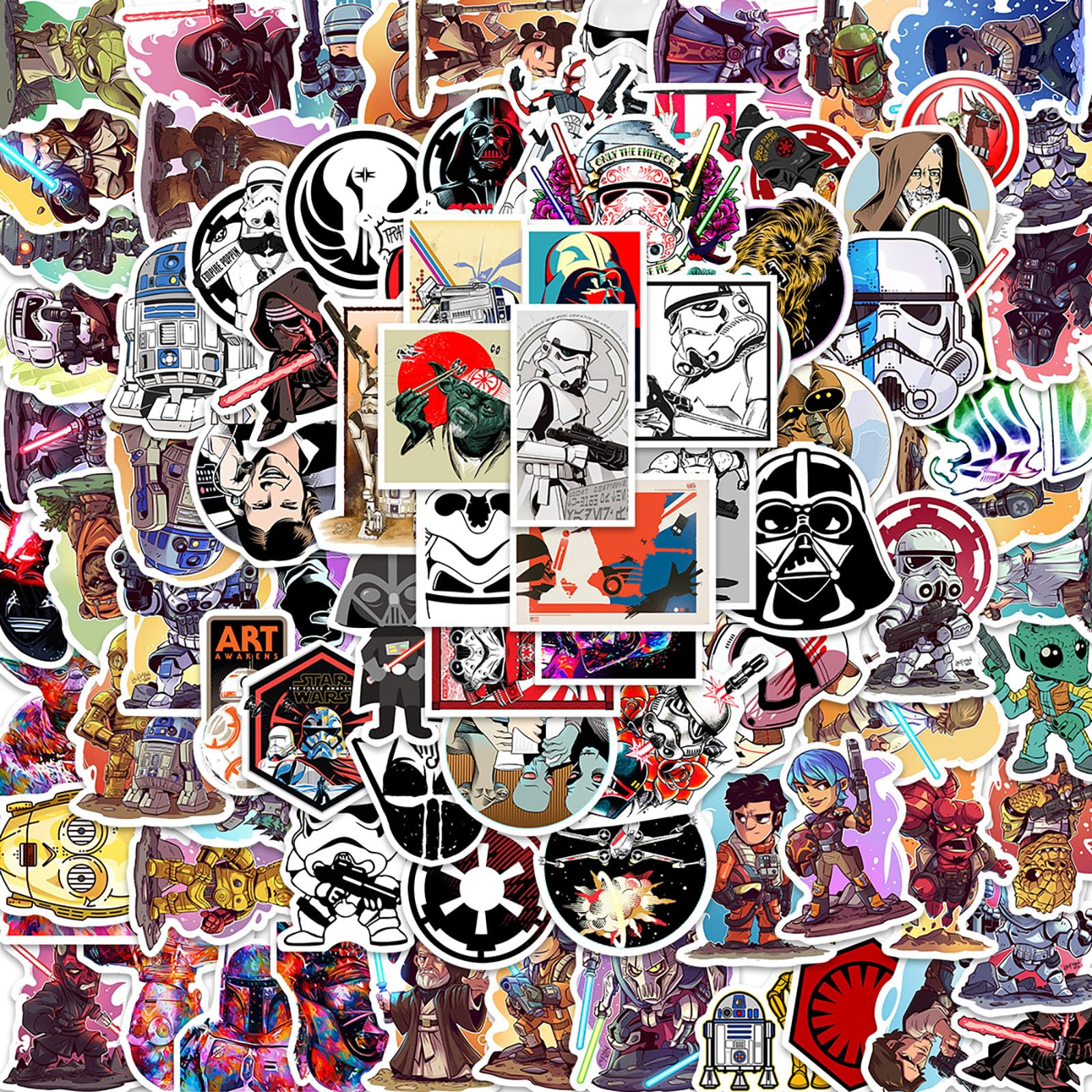 Snapklik.com : Star War Stickers 100pcs, Repeating Waterproof Video ...