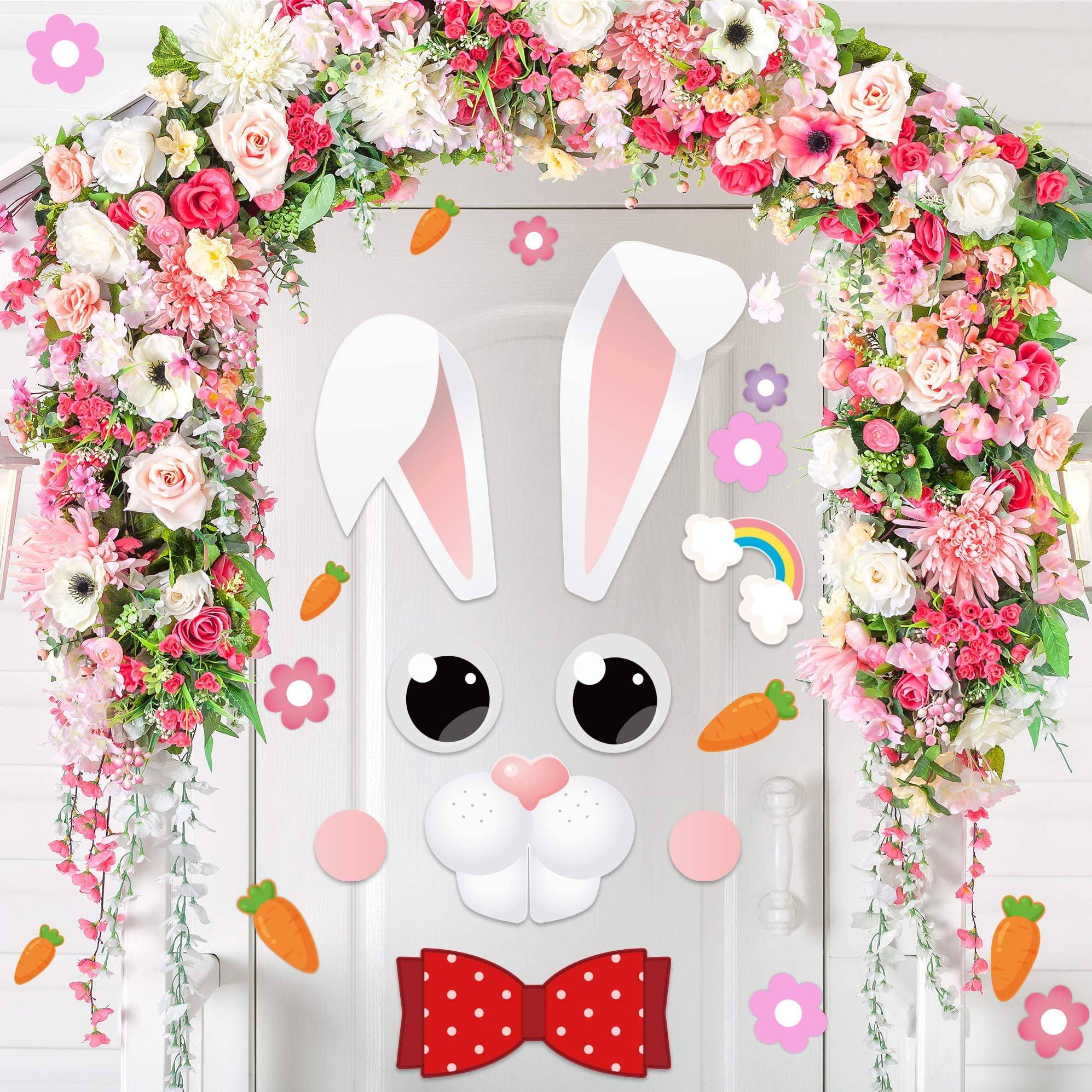 Amazon.com: 4 Sheet Easter Door Stickers Blue Pink Easter Bunny Rabbit ...