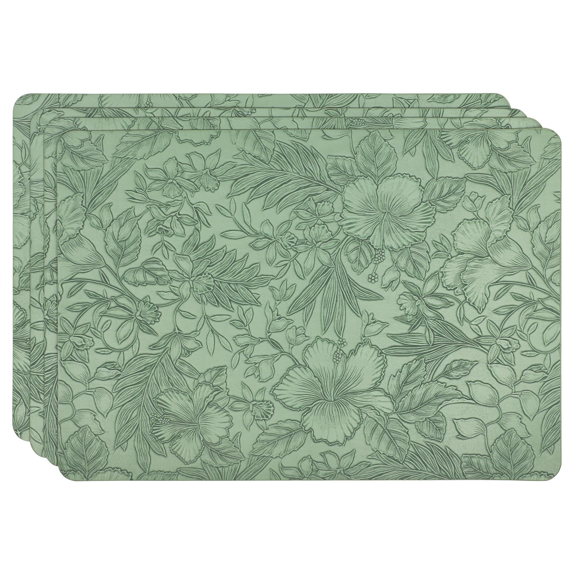 Amazon.com: fanquare Faux Leather Placemats Set of 4 Embossed Floral ...