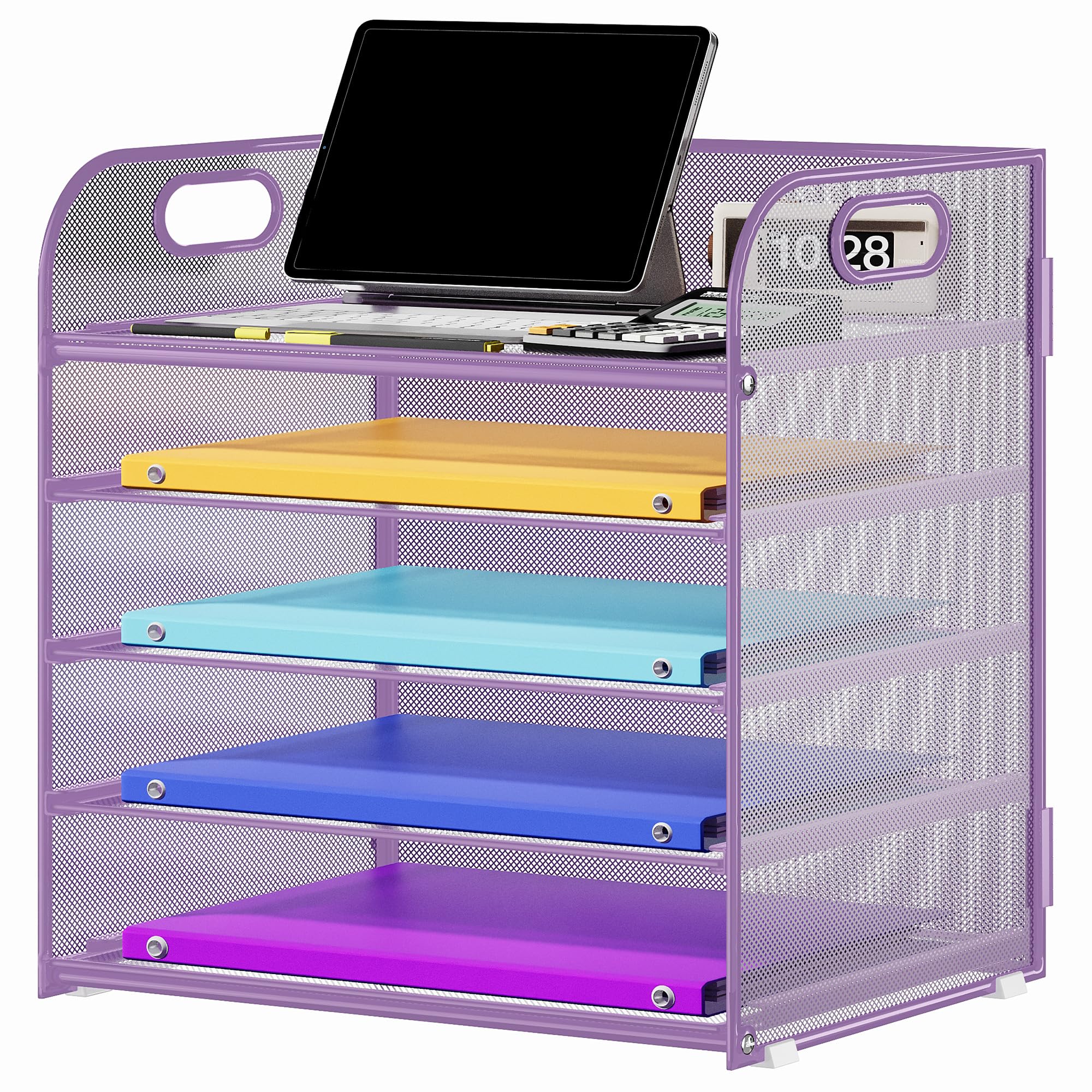 Amazon.com: Cawukege 5 Tier Paper Organizer with Handle, Metal Mesh ...