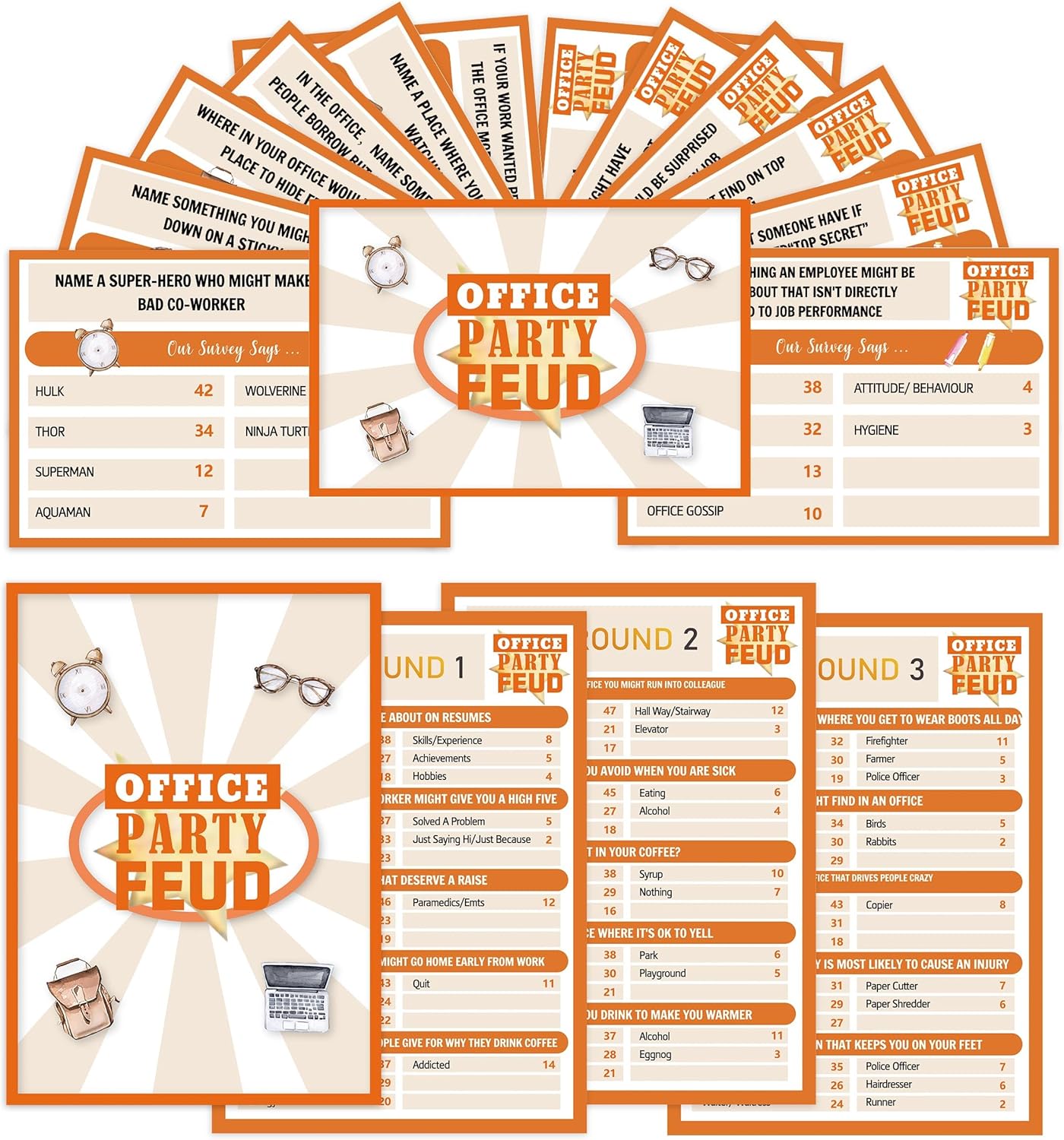 Office Party Feud Game, Office Activity Games, Office Trivia Game Set ...