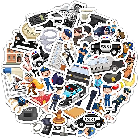 Amazon.com: BulbaCraft 100Pcs Police Stickers for Kids, Police Toys ...