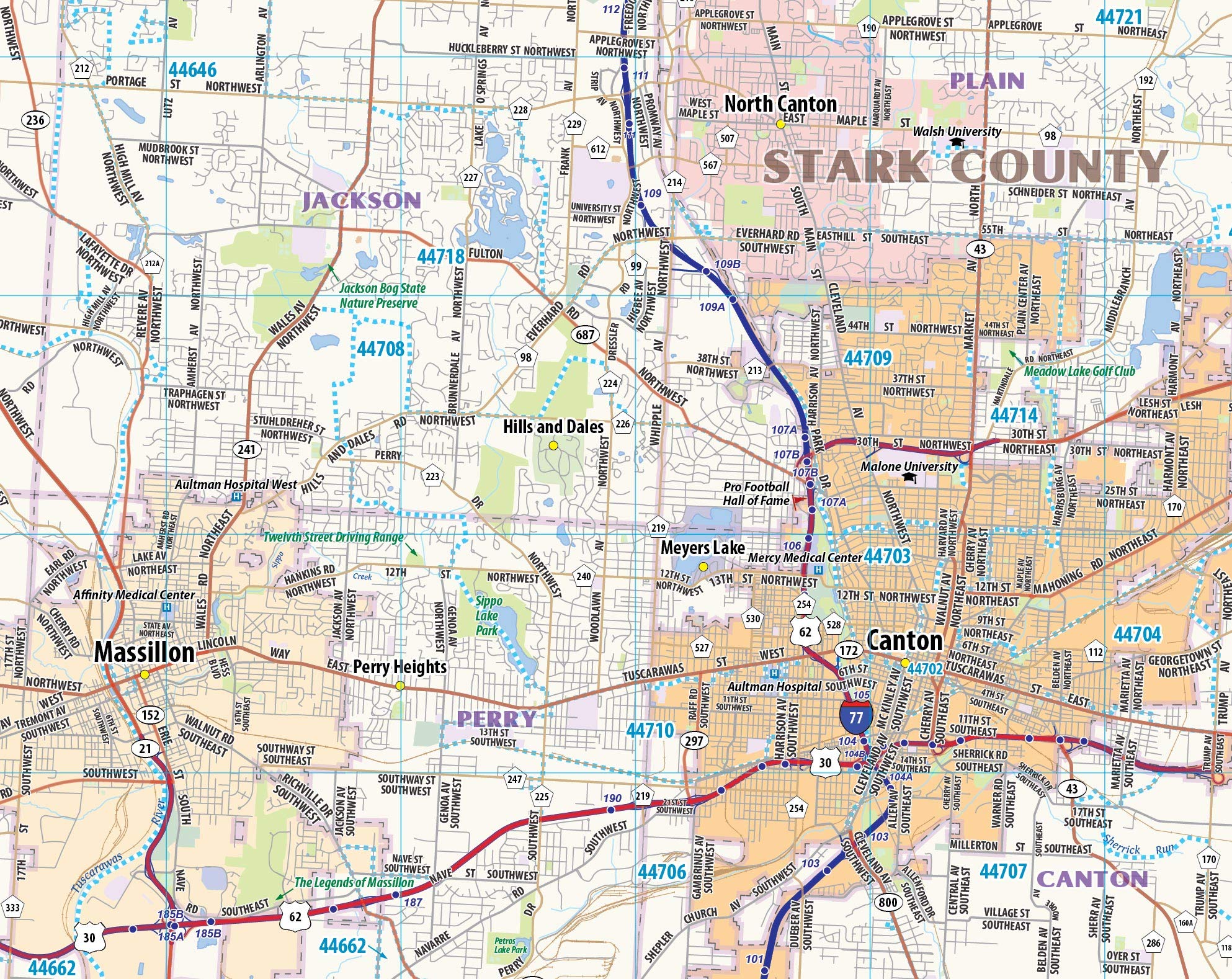 Greater Cleveland Metro Area Laminated Wall Map Topographics