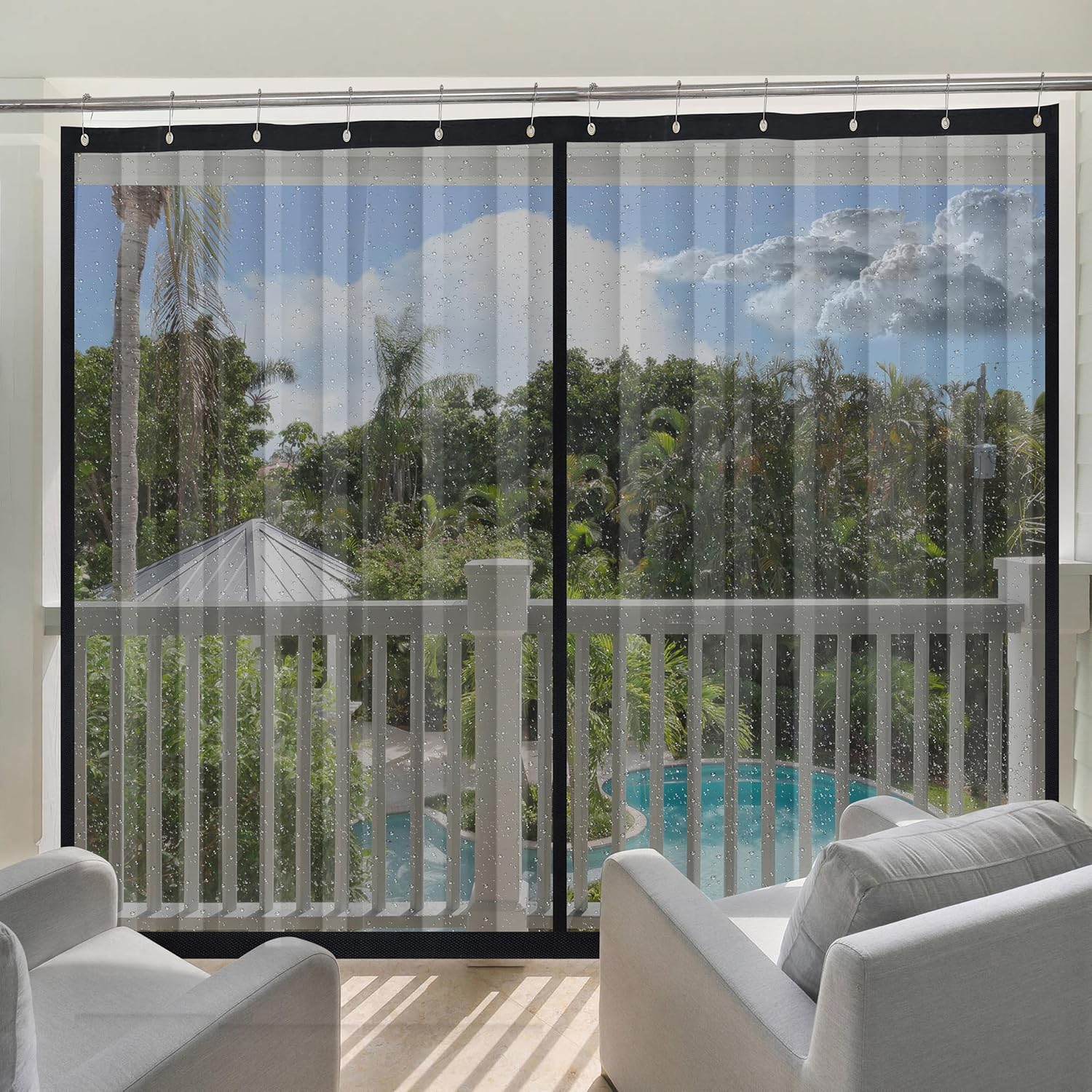 GREEN DECOR – Waterproof Outdoor Transparent PVC Curtain with Top ...