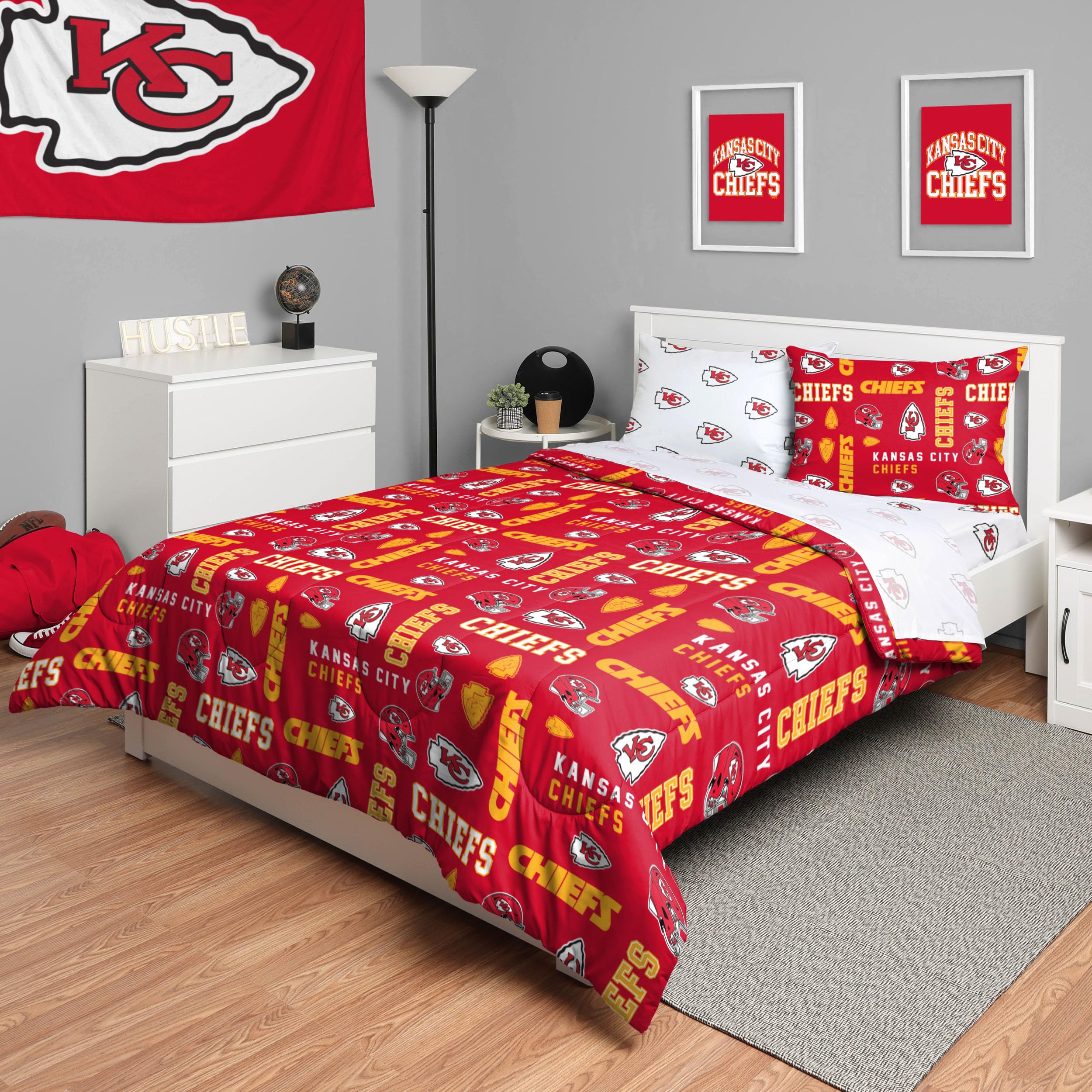 FOCO NFL Team Logo Bed in a Bag Comforter Sheets Pillow Cases Bedding 5 ...