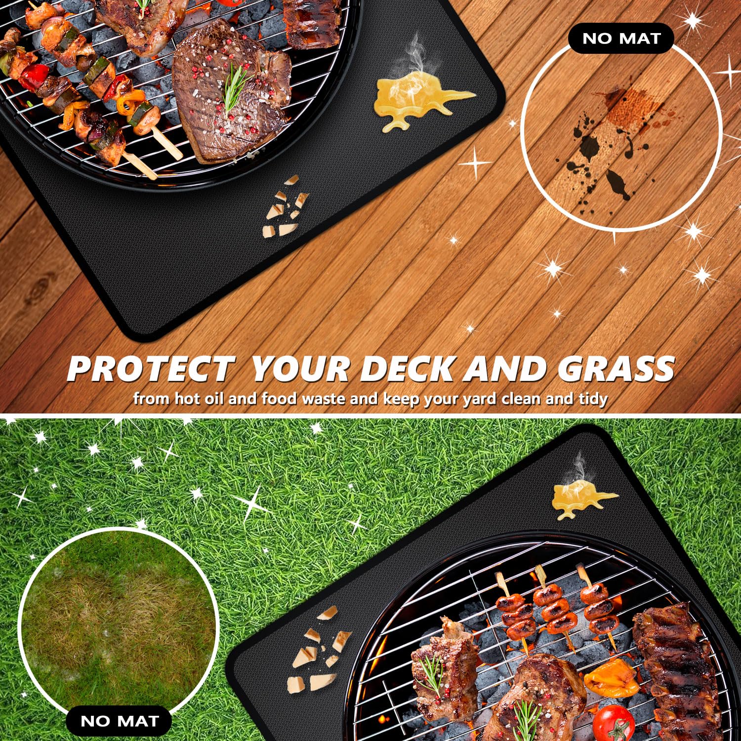 Snapklik.com : Rumlick 60 X 40 Inch Under Grill Mats For Outdoor Grill