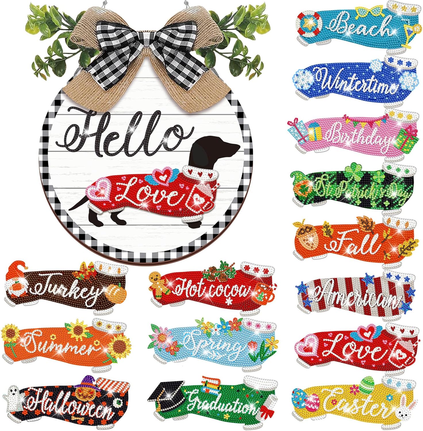 Amazon.com: GlikCeil 16 Pcs Fall Dachshund Diamond Art Painting Rustic ...