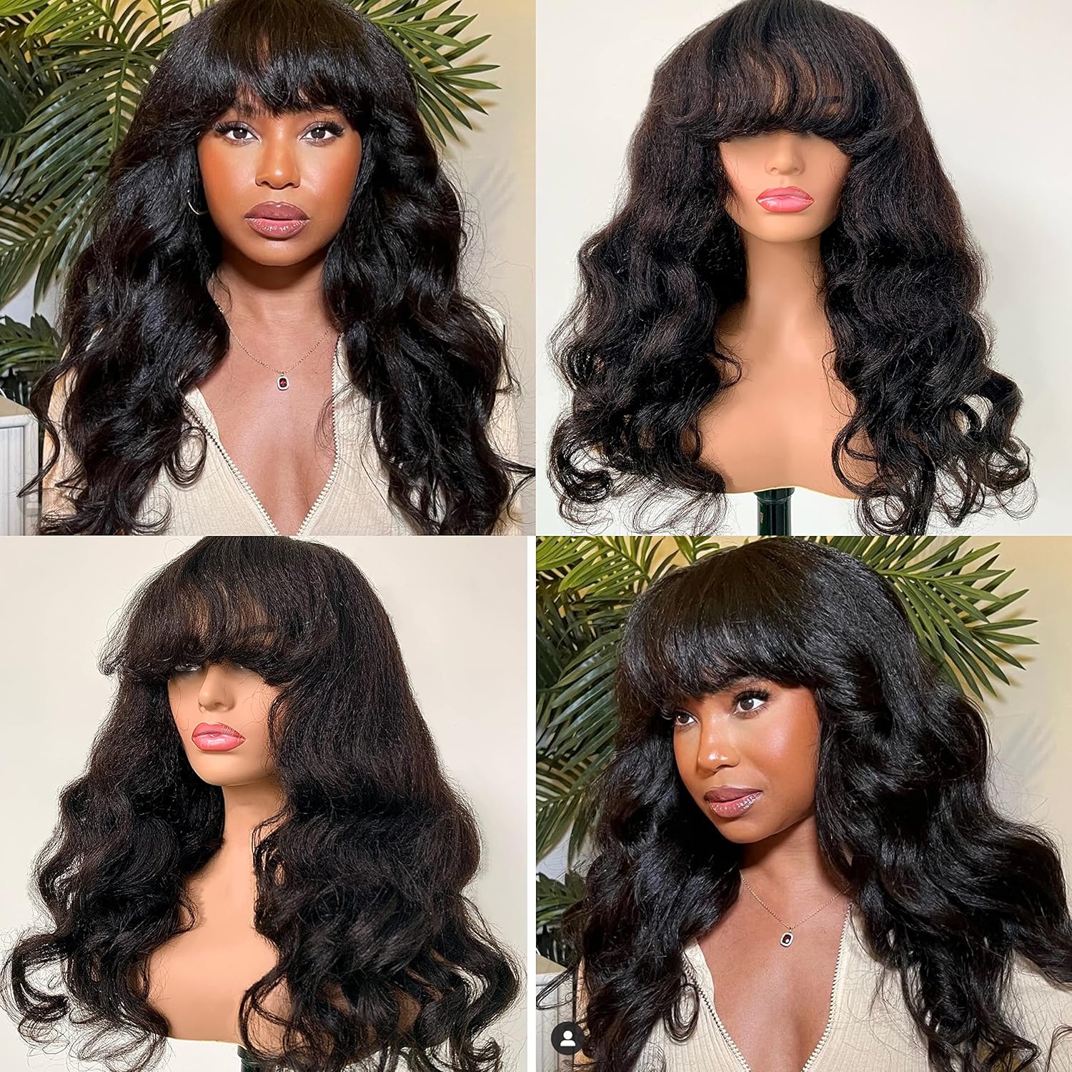 Amazon.com : Limited Beauty 200 Density Yaki Wavy Wigs Brazilian Human ...