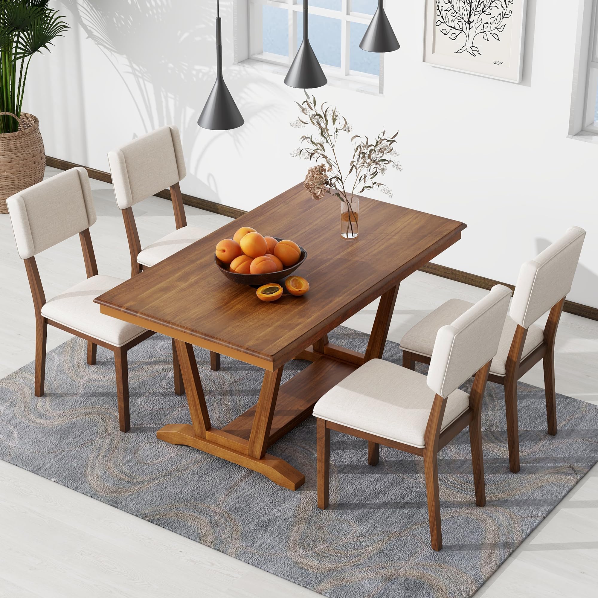 Amazon.com - Harper & Bright Designs 5-Piece Rectangular Dining Table ...
