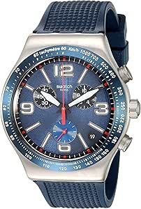 Amazon.co.jp: Swatch New Irony Chrono YVS454 Blue Grid Men's Watch ...