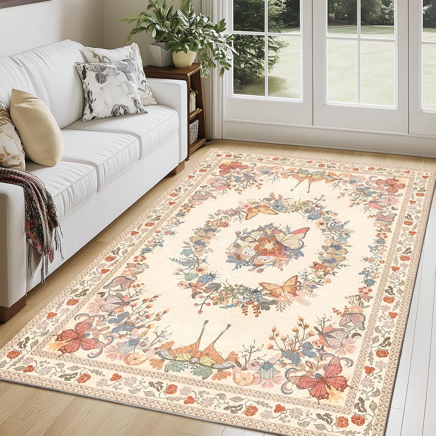 Amazon.com: 5x7 Washable Beige Area Rugs for Living Room Bedroom, Soft ...