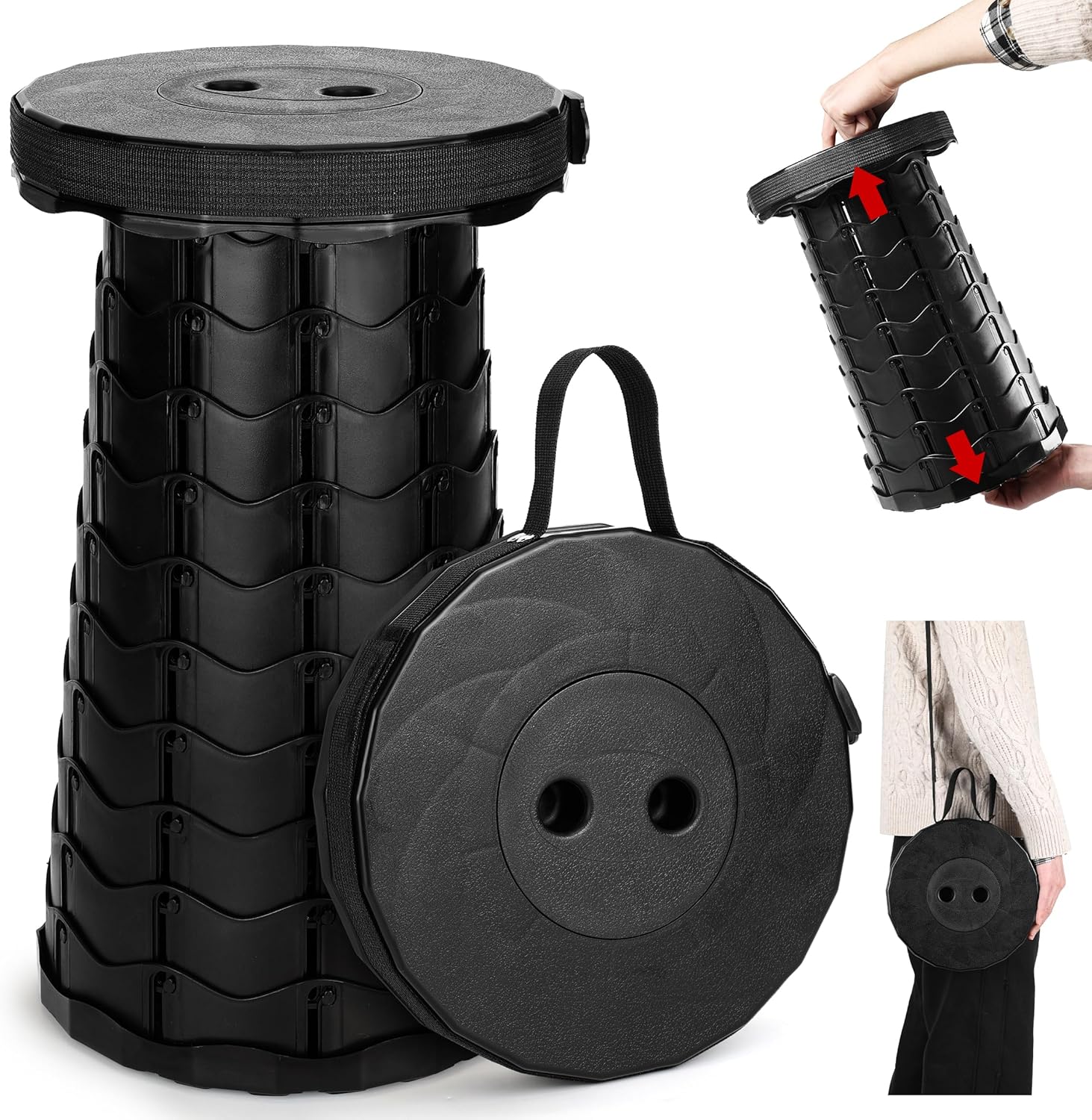Amazon.com: Upgraded Collapsible Stool,Portable Stools,Telescoping ...