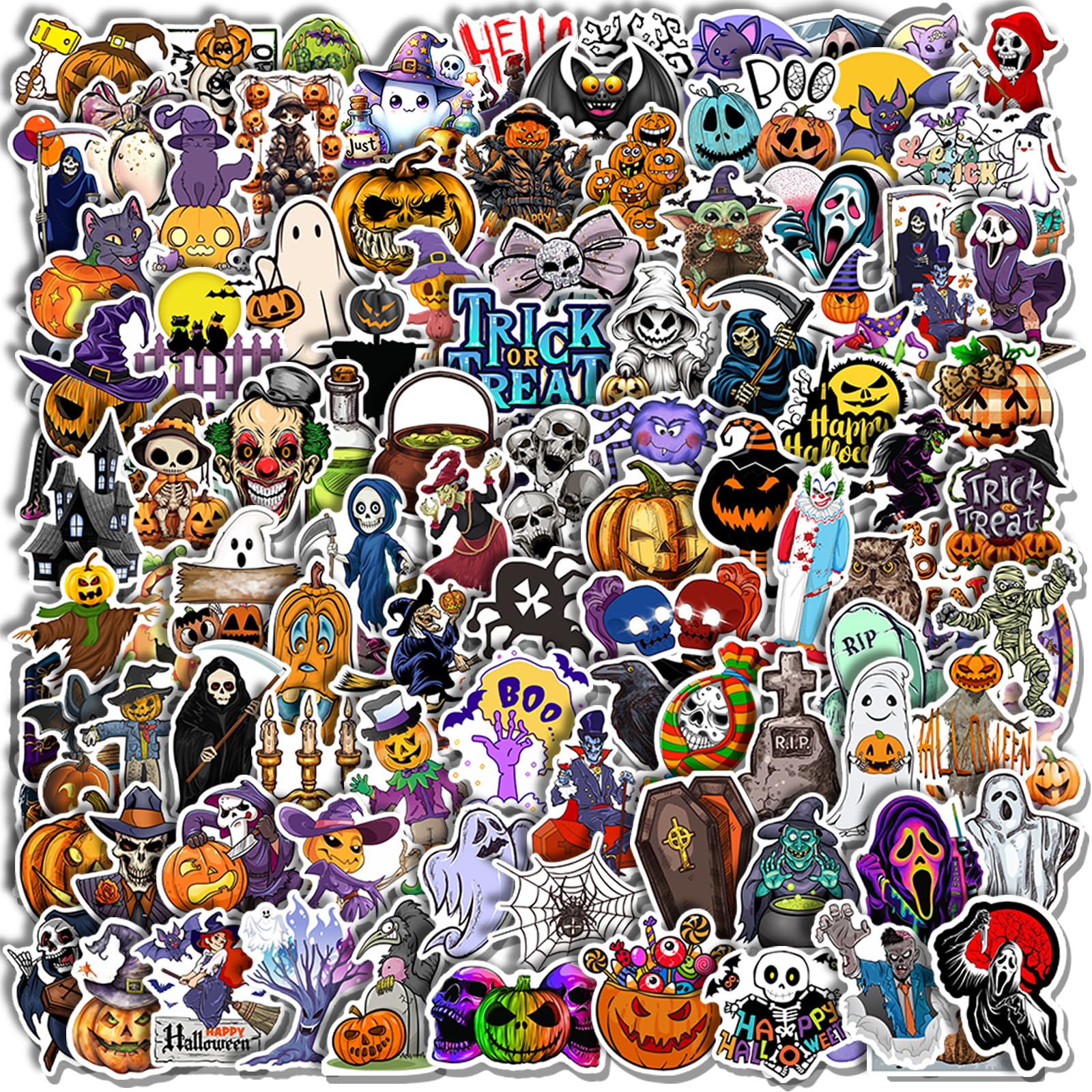 Amazon.com: 110PCS Halloween Pumpkin Stickers,Vinyl Waterproof Stickers ...