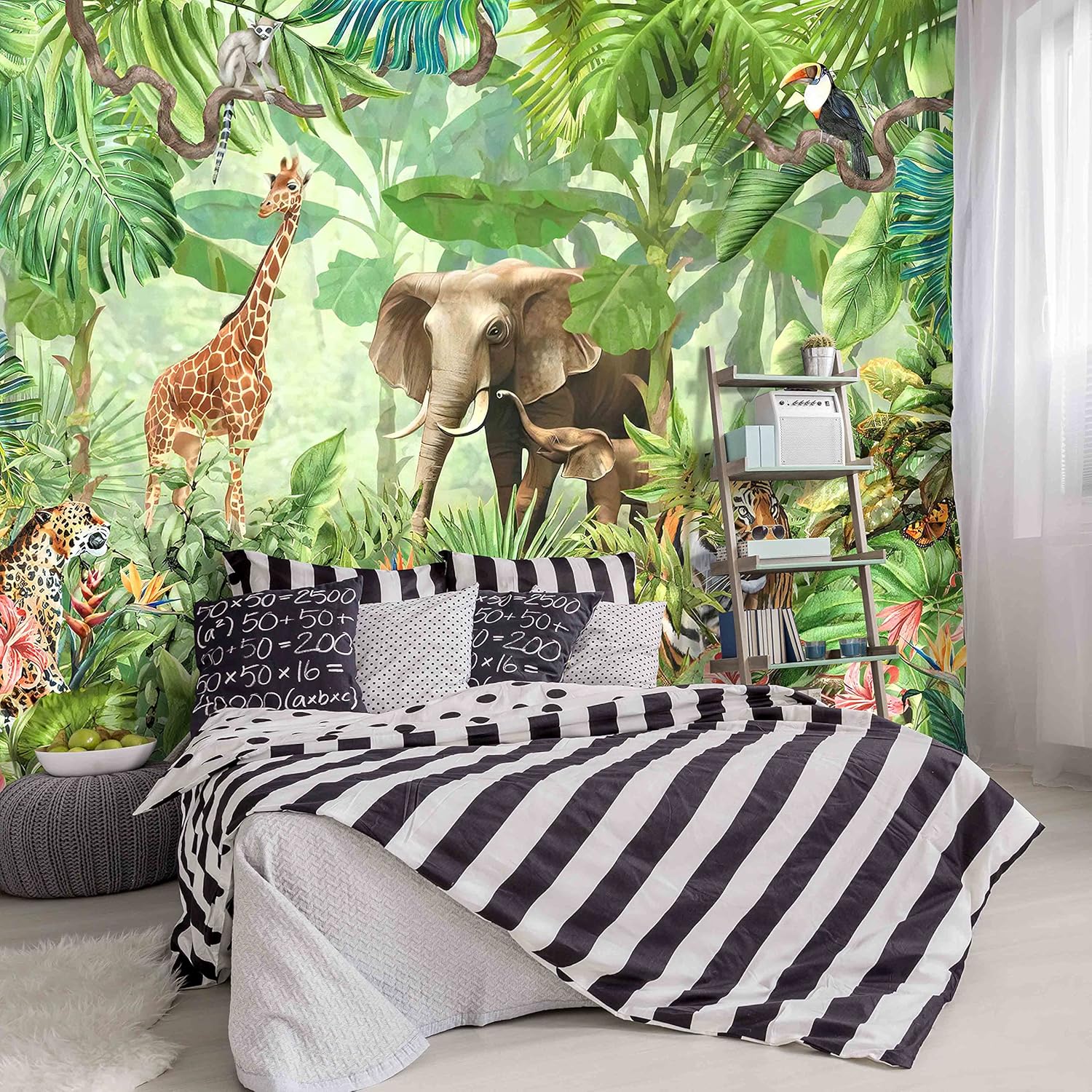 Amazon.com: YIHWM -Green Tropical Rainforest Botanical Animals Tiger ...