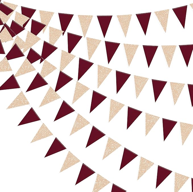 Amazon.com: Burgundy Party Decorations Maroon Champagne Gold Triangle ...
