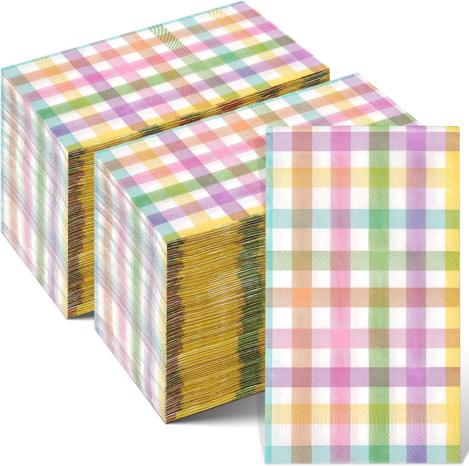 Amazon.com: 200Pcs Easter Pastel Buffalo Plaid Napkins Decorations ...