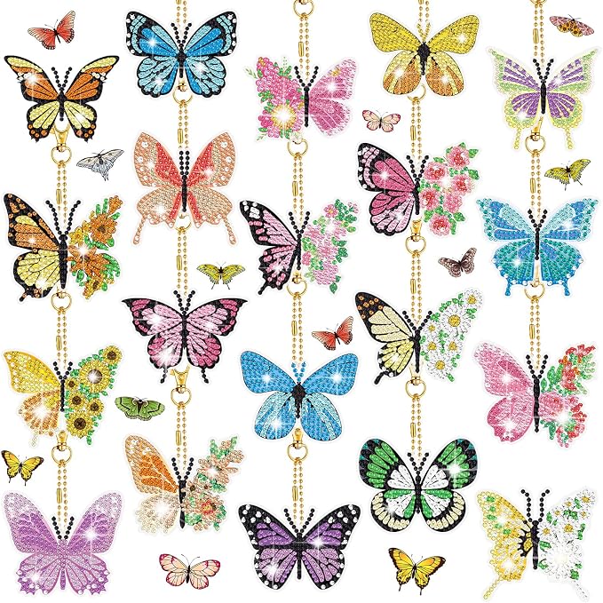 Amazon.com: FairySandy 20 Pcs Spring Butterfly Diamond Painting ...