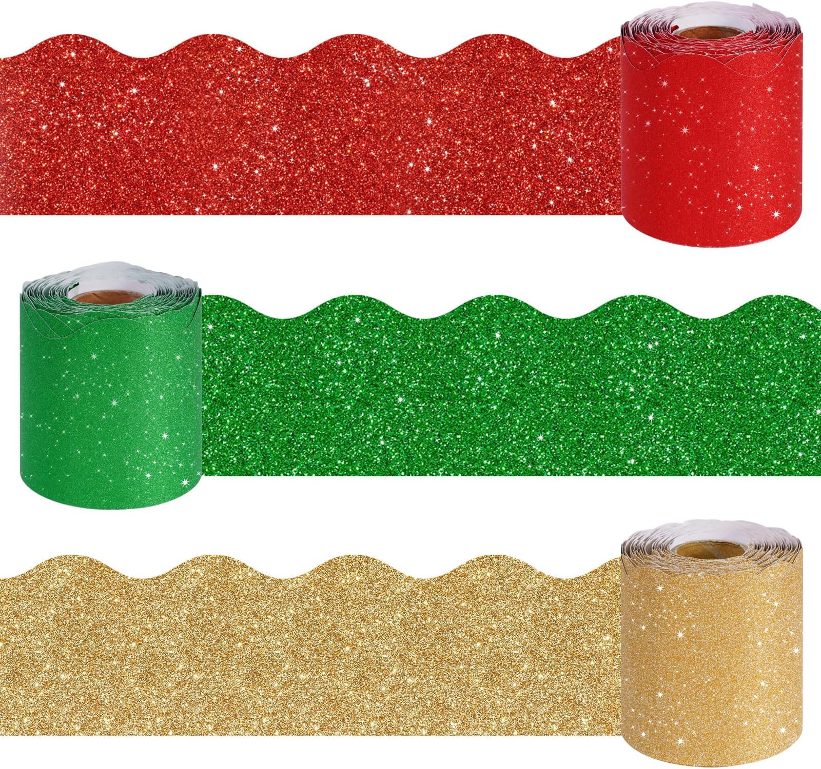 Amazon.com : Whaline 98.4Ft Christmas Glitter Bulletin Board Borders 3 ...