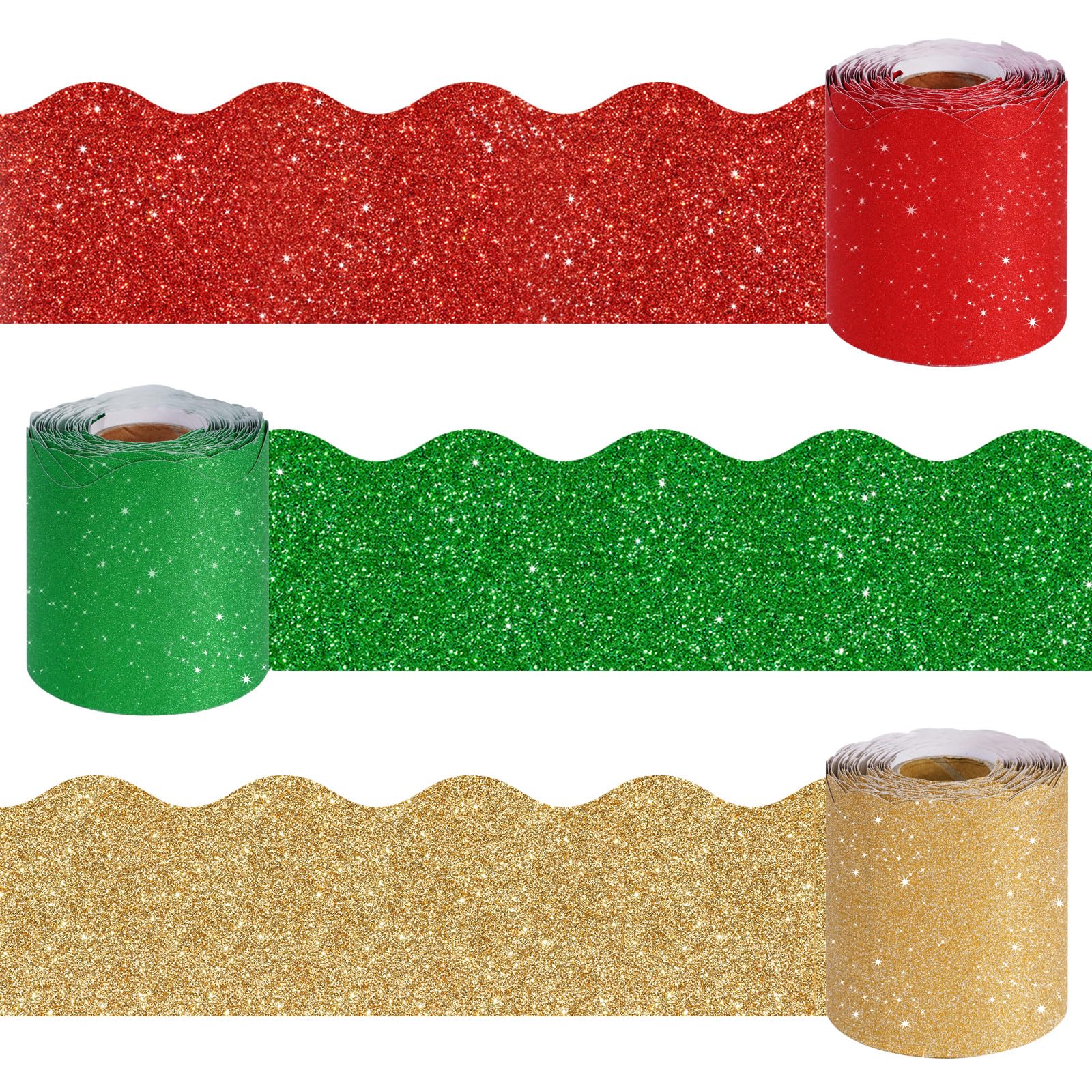 Amazon.com : Whaline 98.4Ft Christmas Glitter Bulletin Board Borders 3 ...