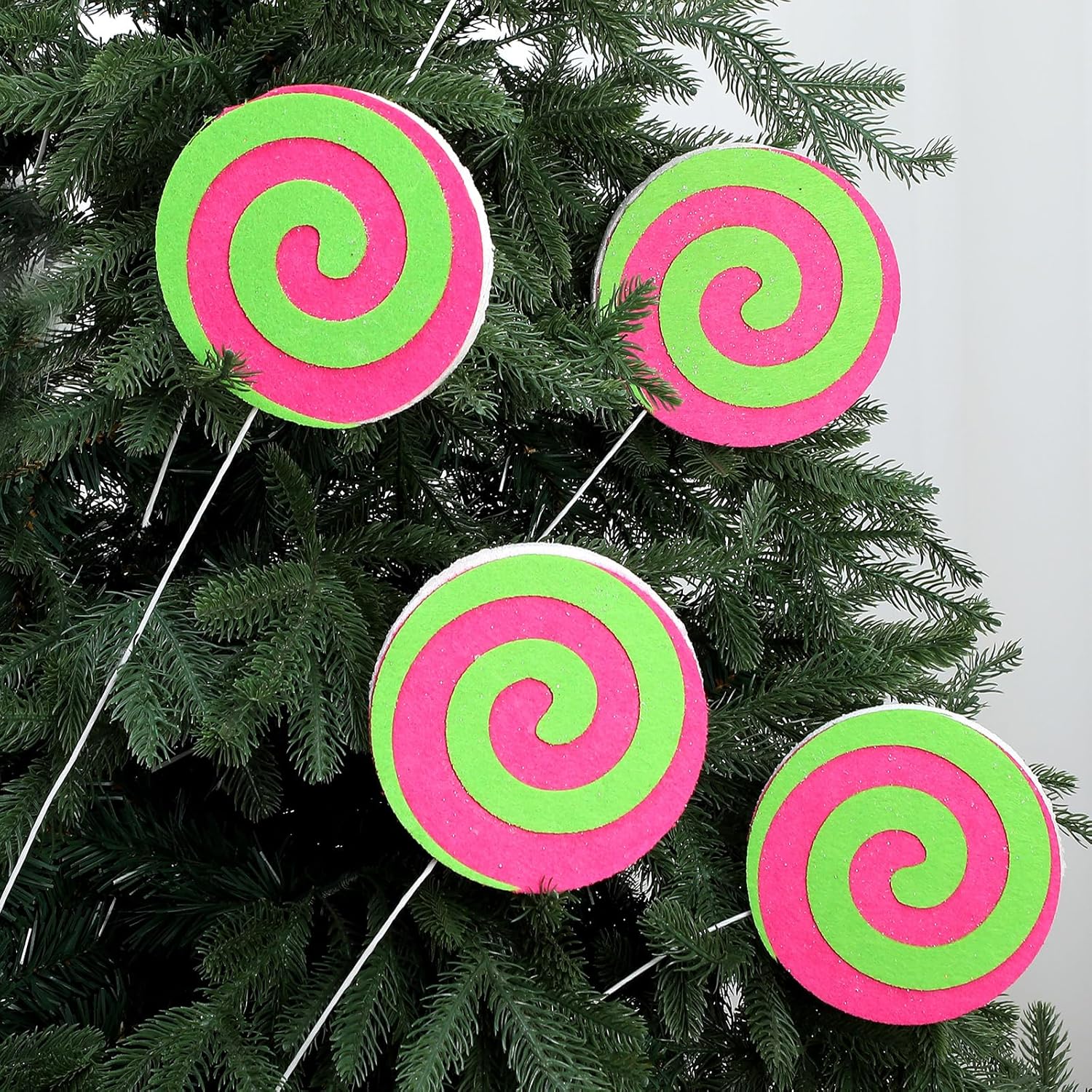 Amazon.com: Simgoing 6 Pcs Lime Green Candy Christmas Picks for Wreath ...