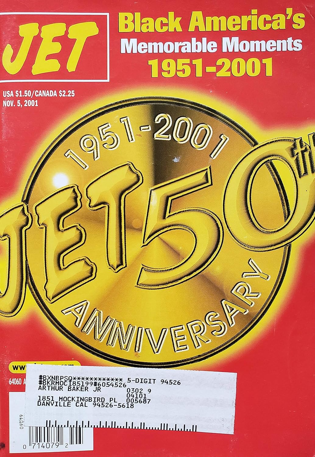 Jet Magazine November 5, 2001 * Black America's Memorable Moments 1951 ...