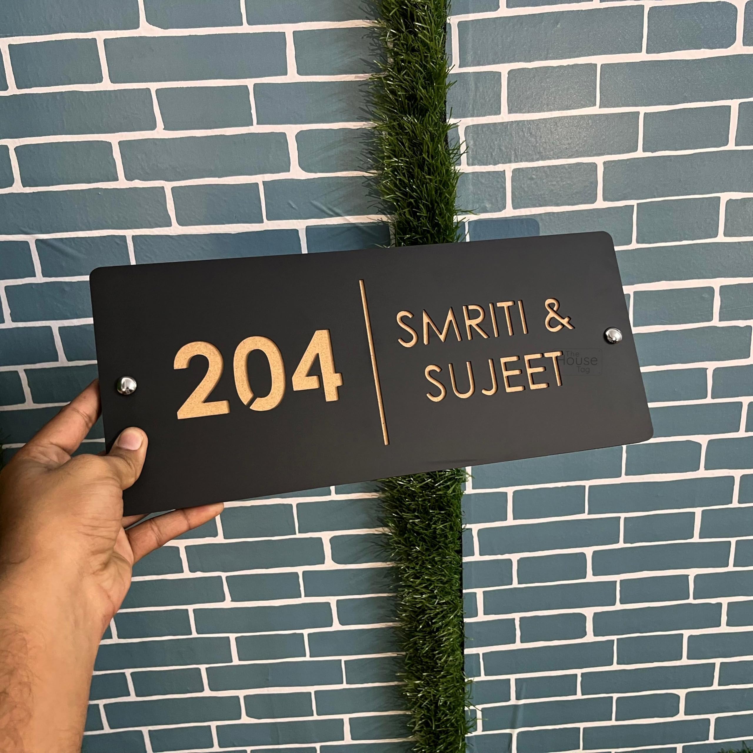 MustHome | Name plate for home entrance | Wood Personalized Name Plate ...