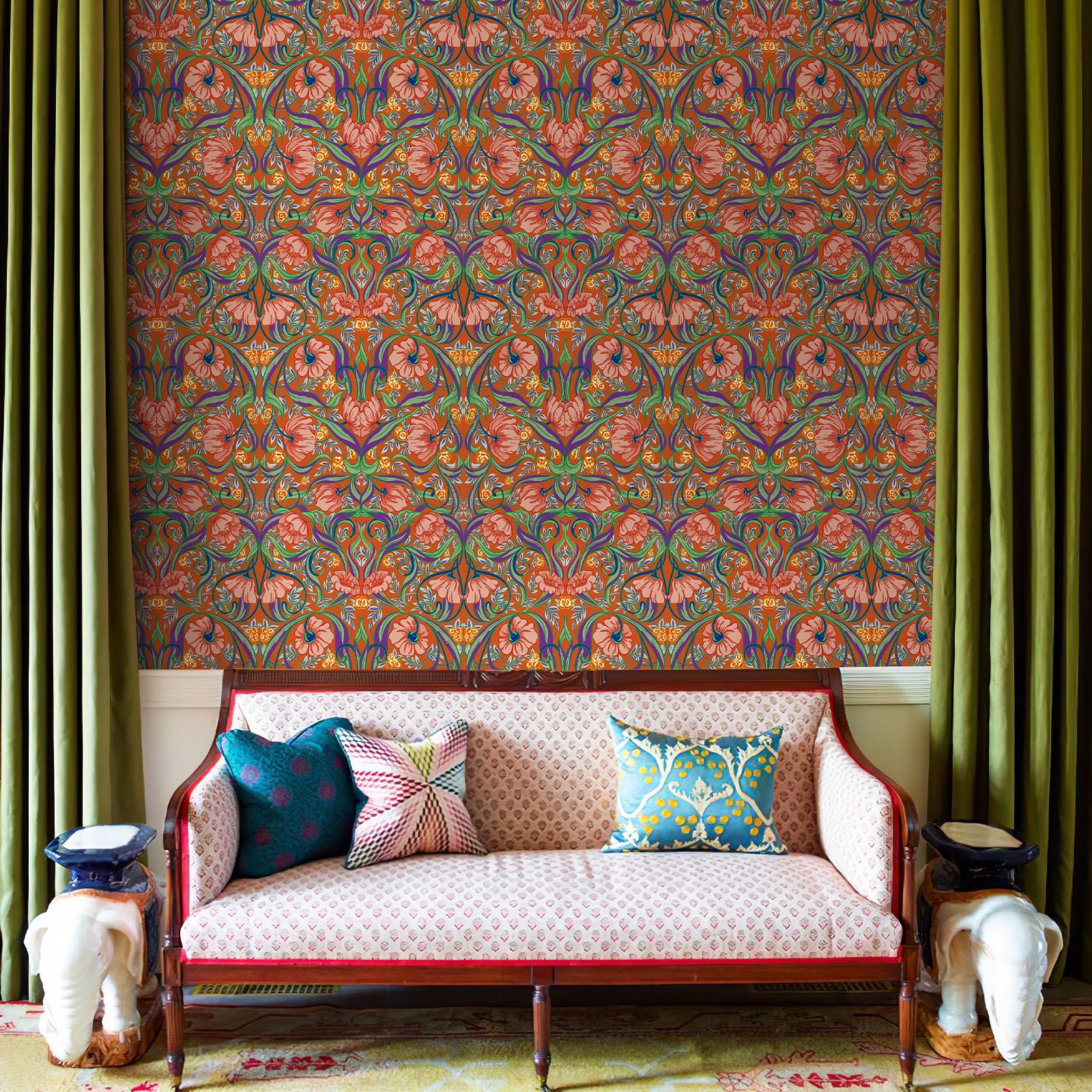 Simon&Siff Vintage Floral Wallpaper Peel and Stick Wallpaper Removable ...