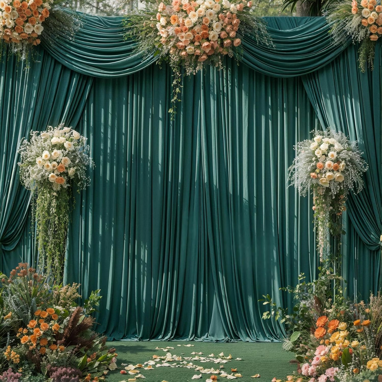 Amazon.com : 50ft x 10ft Wrinkle Free Hunter Green Wedding Backdrop ...