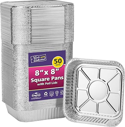 Amazon.com: 8x8 Aluminum Pans With Lids (50 Pack) 8 Inch Foil Pans With ...