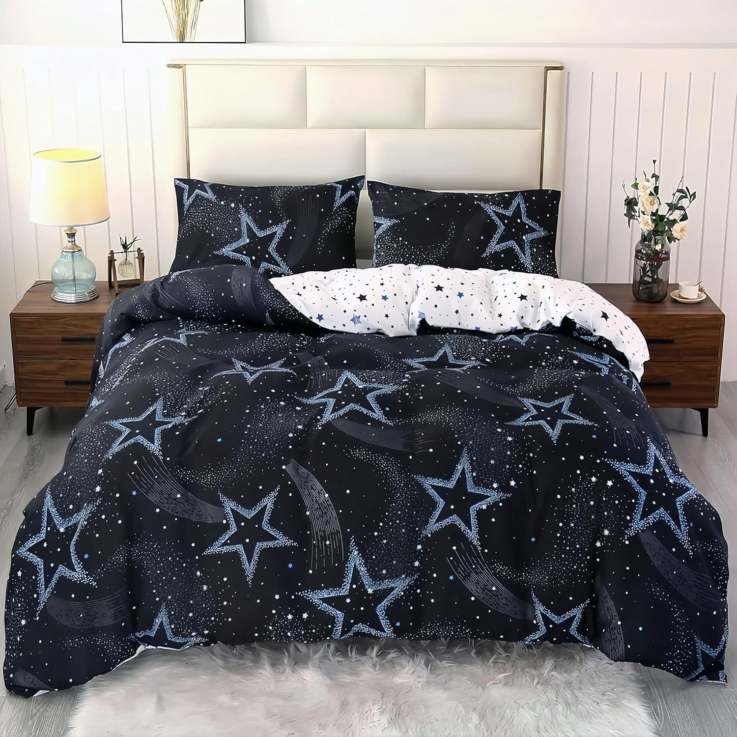 Amazon.com: SDY 3PCS Star Duvet Cover Set, Twin Size Star Black Bedding ...