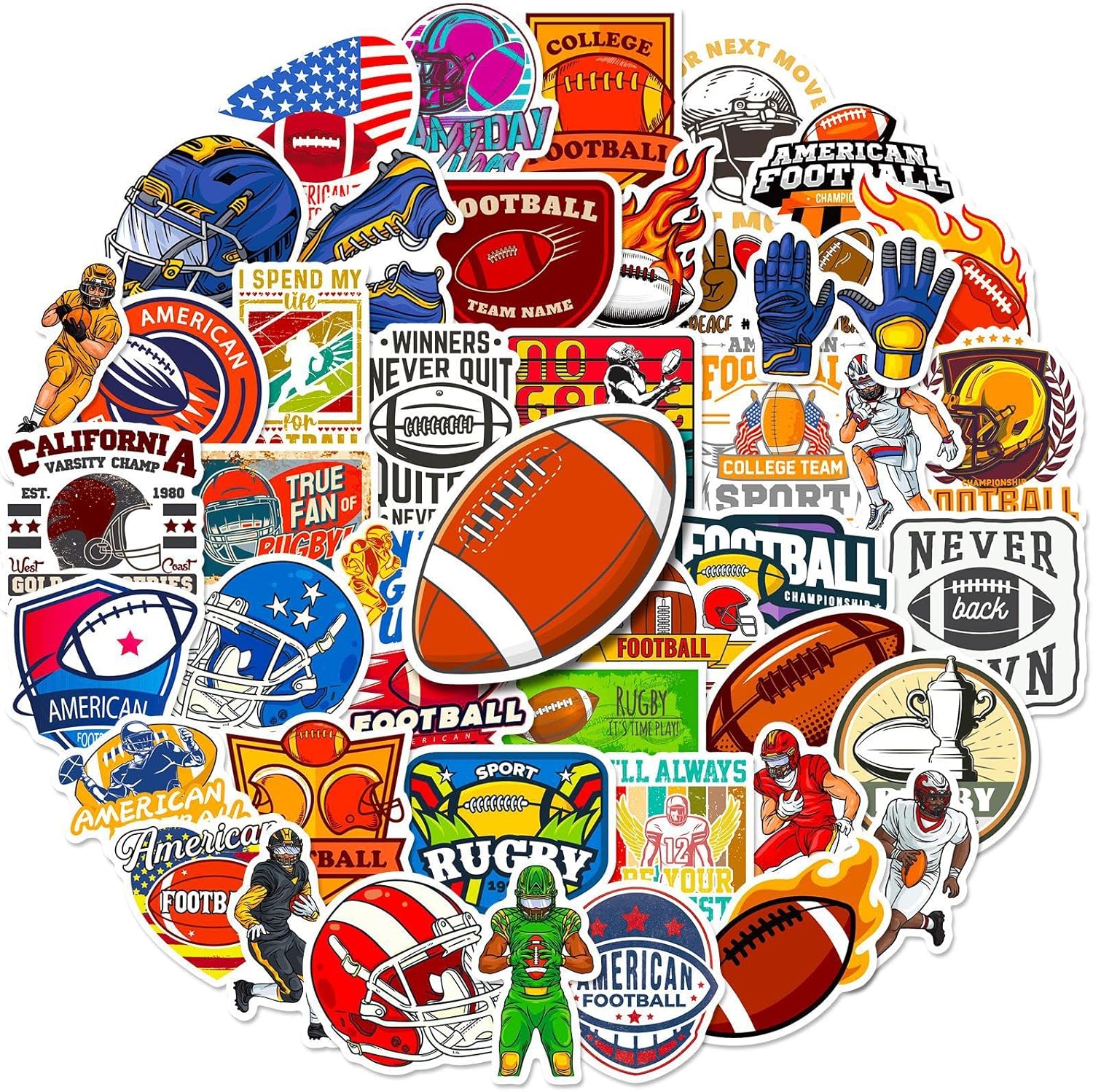 Amazon.com: TWSTYFAL 50 Pcs Stickers for Football,Colorful Aesthetic ...