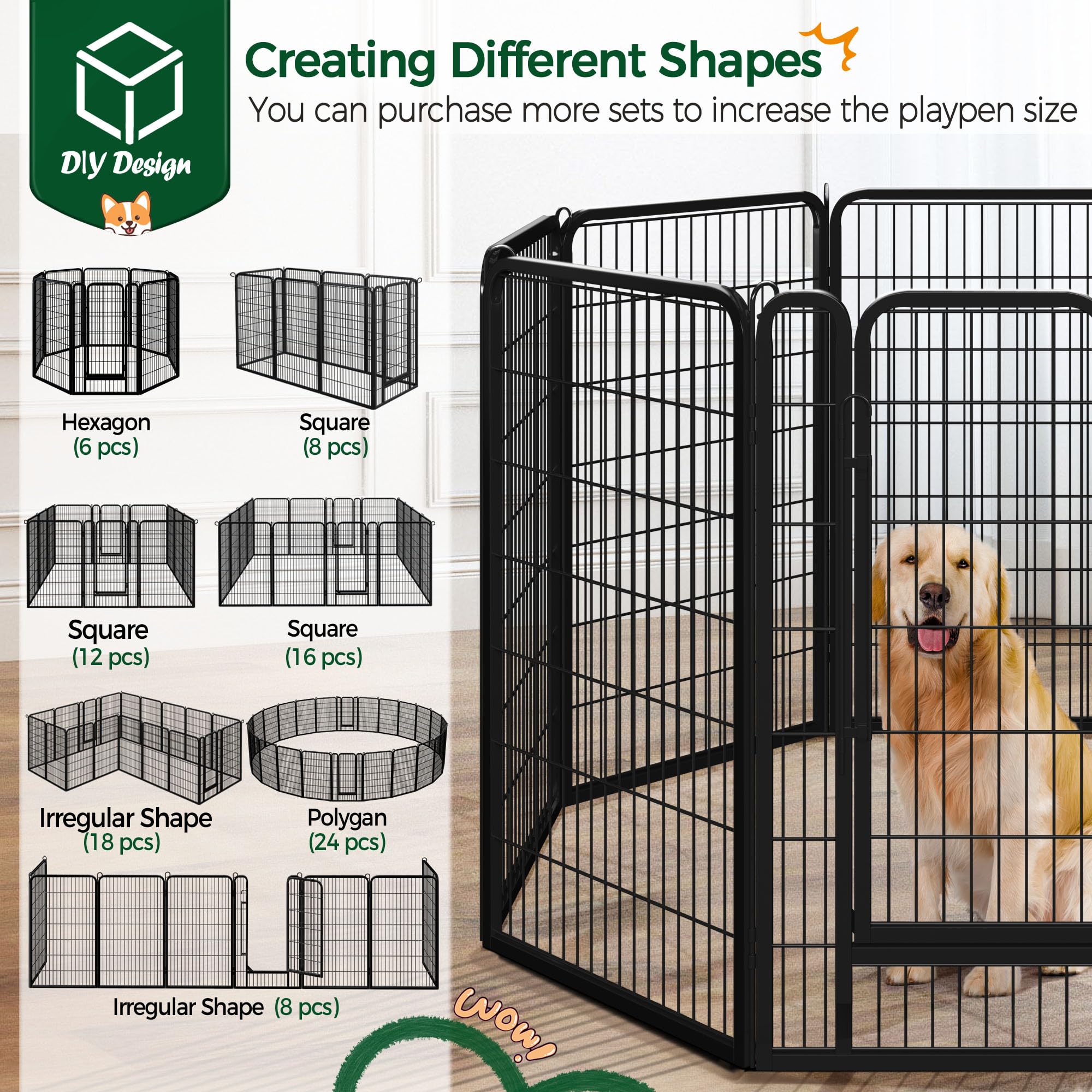 Snapklik.com : Dog Playpen Outdoor, 47 Inch 8 Panels Dog Pen Indoor ...